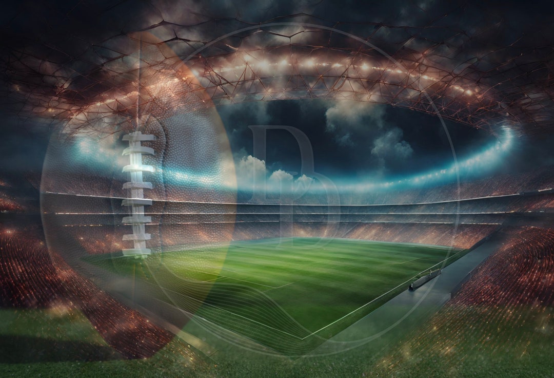 Football Field Background With Smoke and Lights, Football Backdrop ...