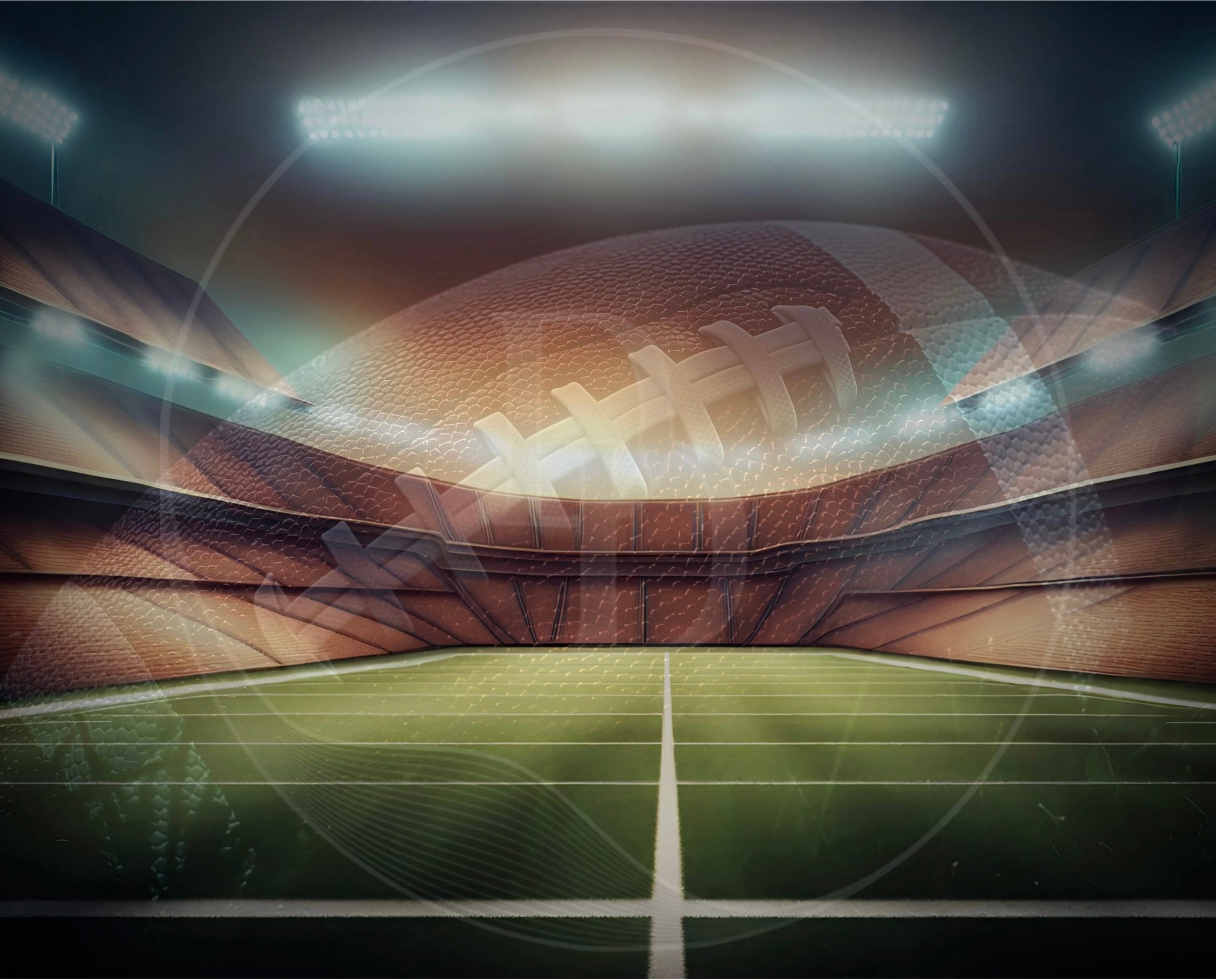 Football Field Background With Stadium Smoke and Lights, Football ...