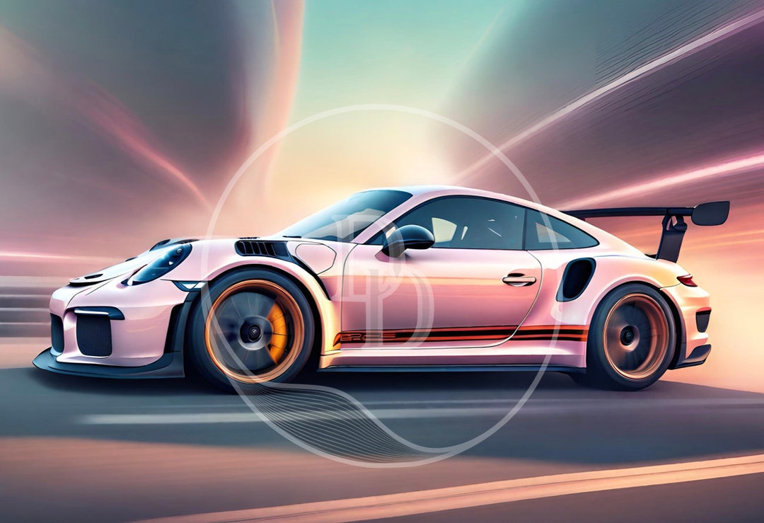 Digital Illustration of Porsche Inspired Fantasy Backdrop, Wall Art ...