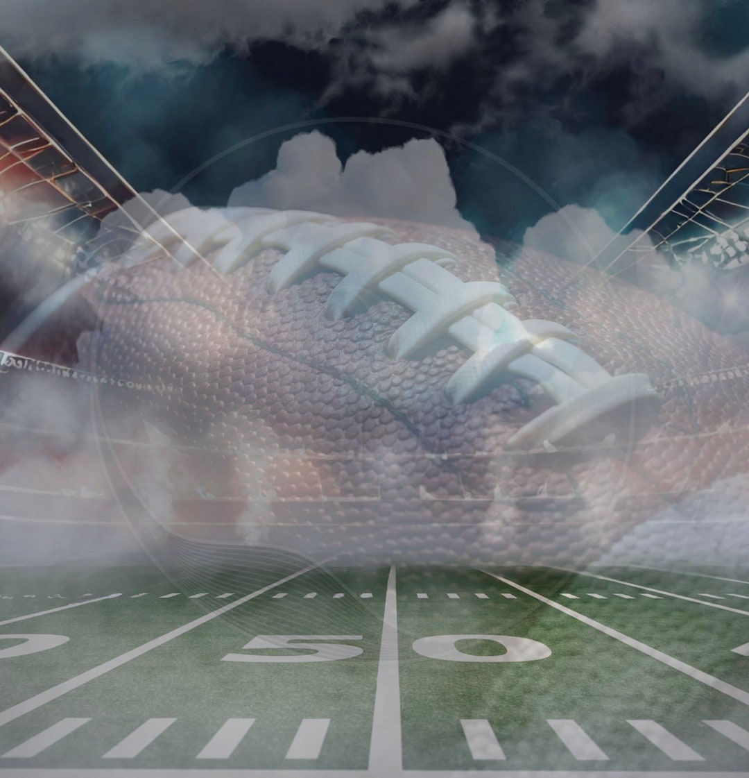 Football Field Background With Smoke and Lights, Football Backdrop ...