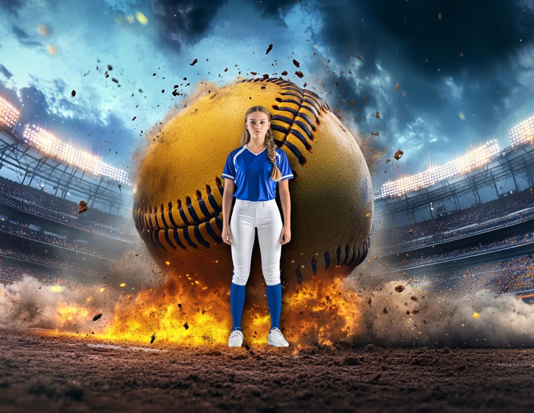 Softball Photo Backdrop: Sports Photography Design (PNG Digital ...