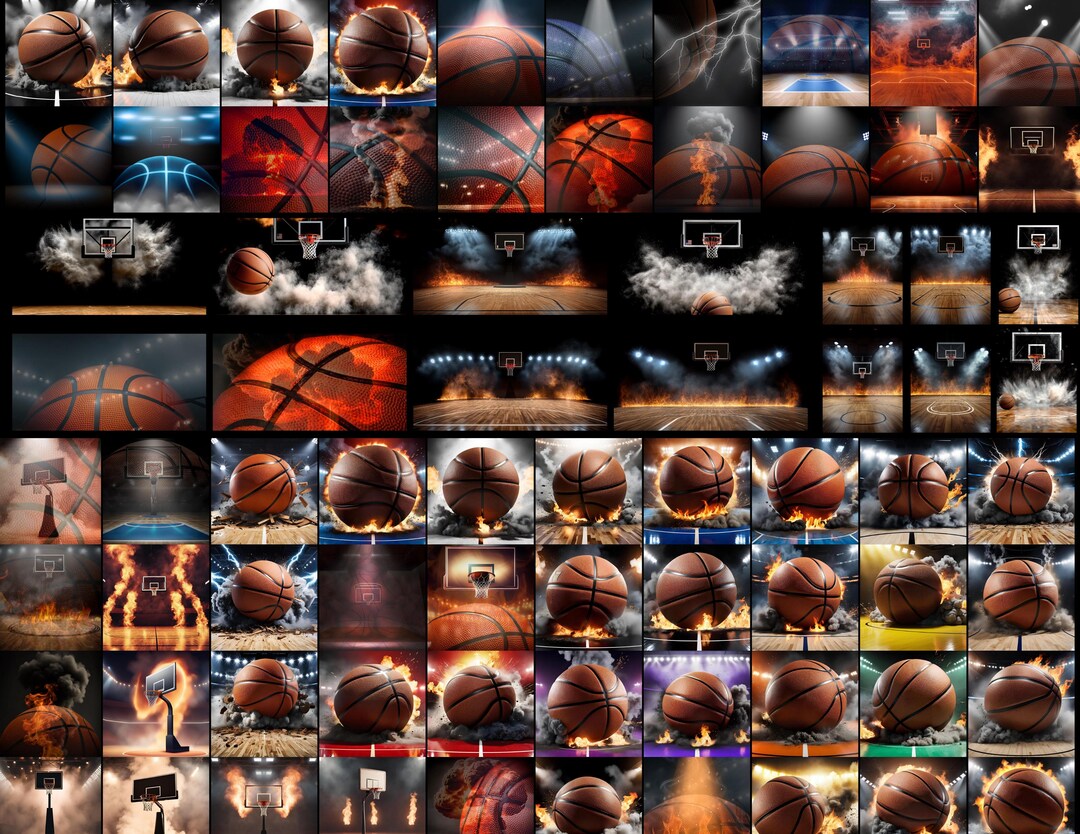 Basketball Photography Backdrops: Sports Photo Overlays (PNG Digital ...