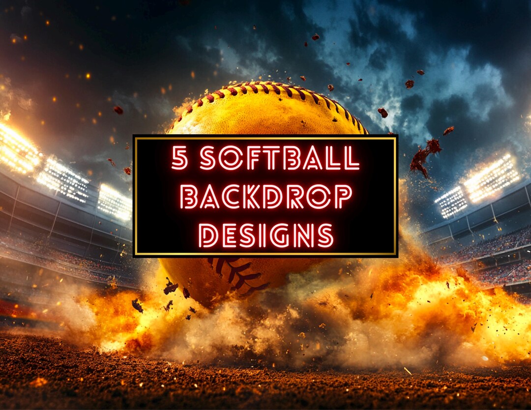 Softball Photography Backdrop Bundle: 5 Sports Photo Designs (digital ...