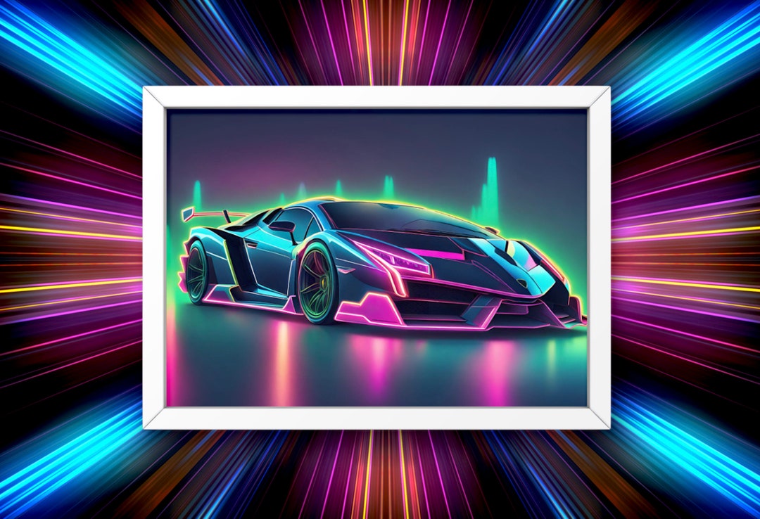 Neon Lambo Inspired Design Wall Art Digital Download - Etsy