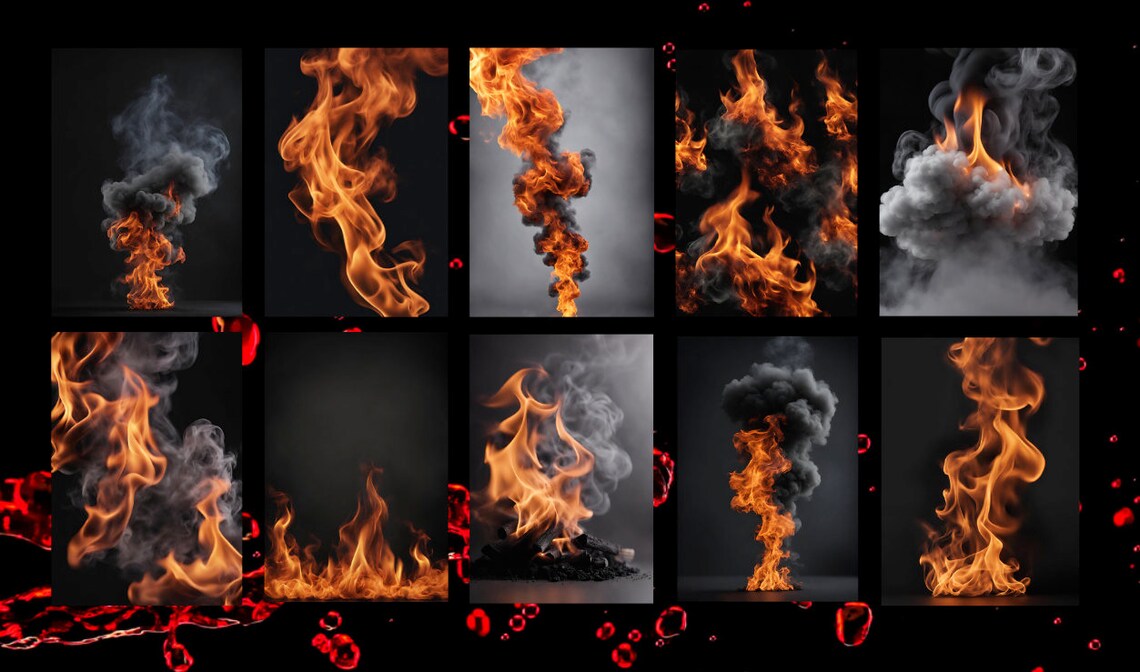 10 Fire and Smoke Digital Photography Backdrops, Photoshop Backdrops ...