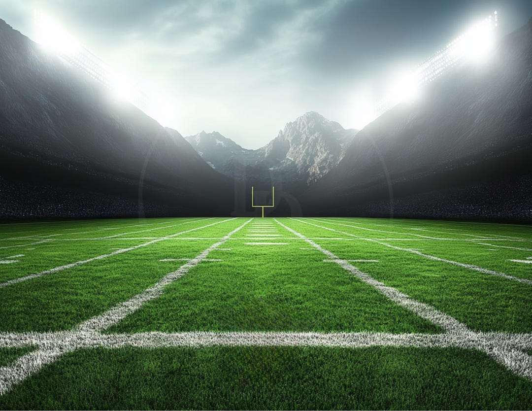 Football Field Background With Smoke and Lights, Football Backdrop ...