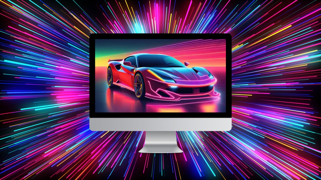 Neon Ferrari Wall Art Digital Download - Etsy