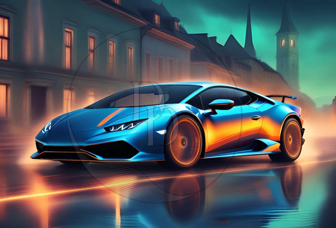 Neon Lambo Inspired Wall Art in Motion High Quality Digital Art ...