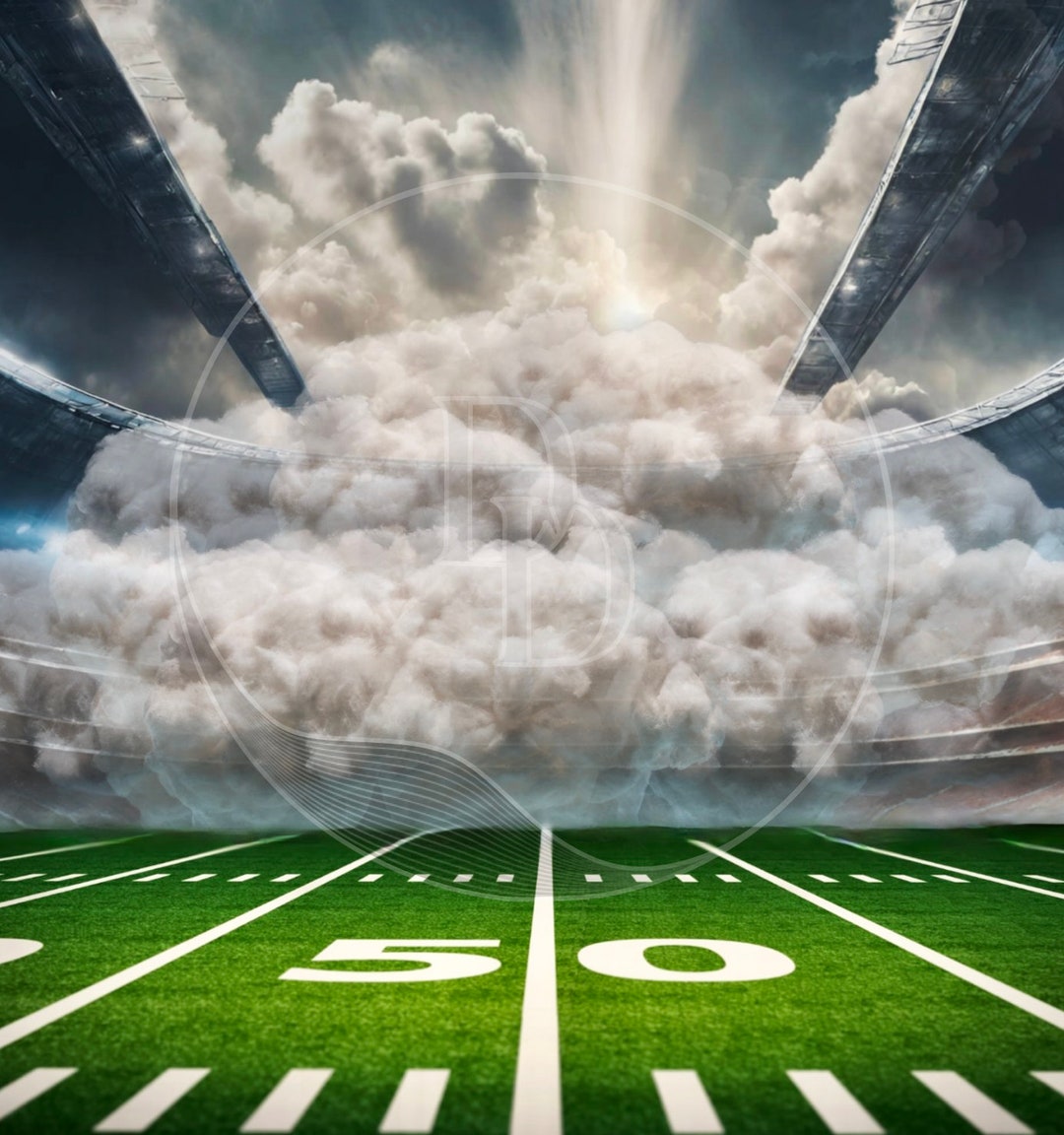 Football Field Background With Smoke and Lights, Football Backdrop ...