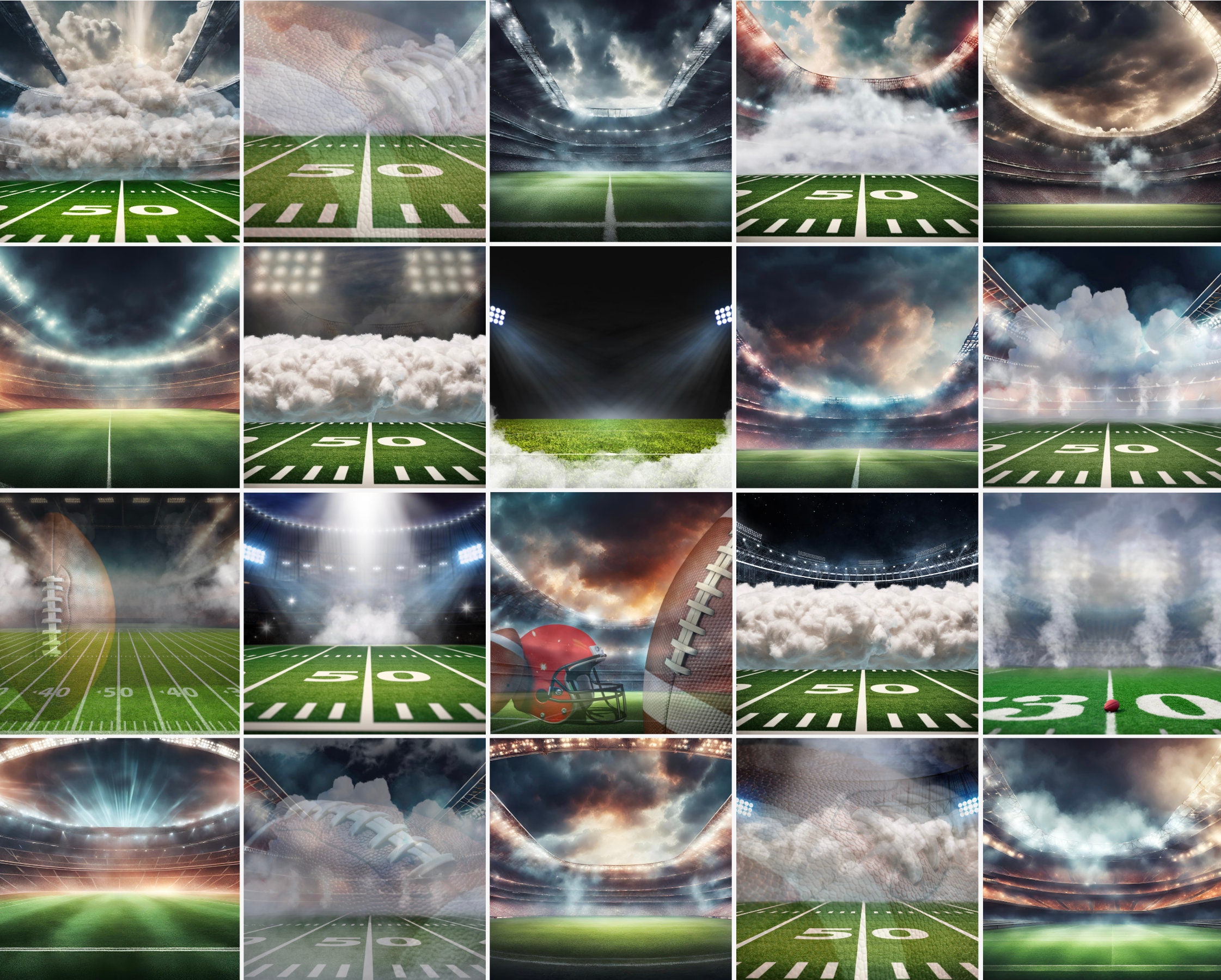 Football Field Backgrounds: Smoke & Lights - 20 Digital Designs - Etsy
