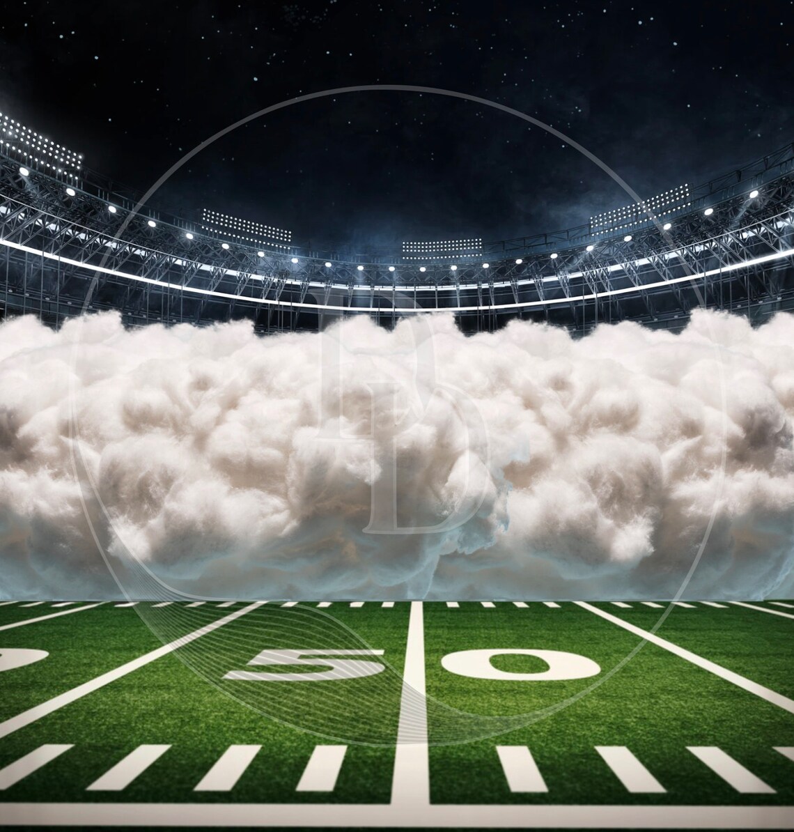 Illuminated Football Stadium Dynamic Field Backdrop With Smoke and ...