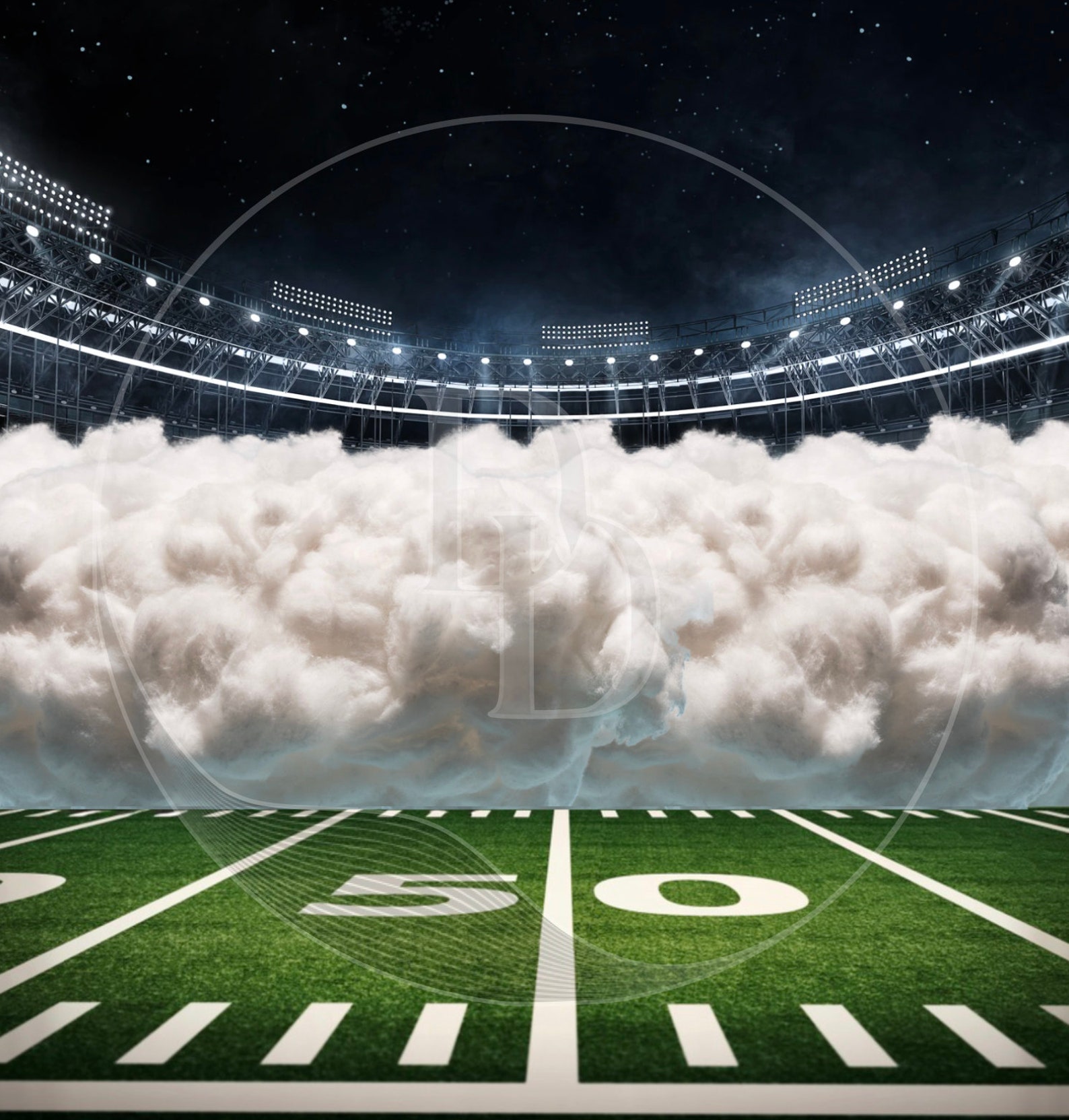 Illuminated Football Stadium Dynamic Field Backdrop With Smoke and ...