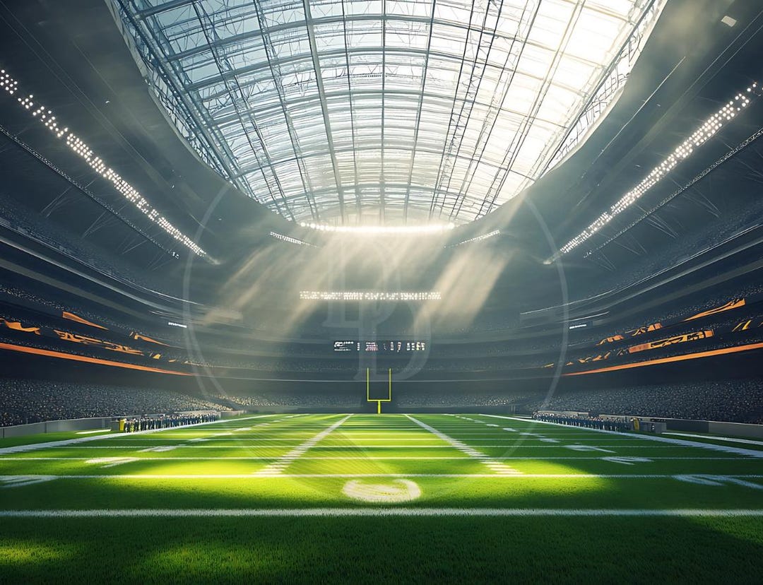 Football Sports Stadium Field Background With Smoke and Lights ...