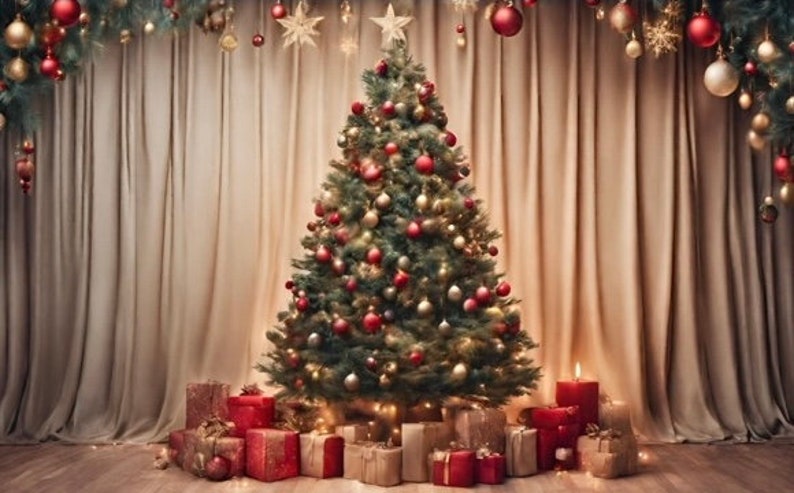 Christmas Photo Backdrop, Christmas Card Design High Quality Digital ...