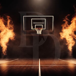 Fiery Basketball Court Photography Backdrop (digital Download) - Etsy