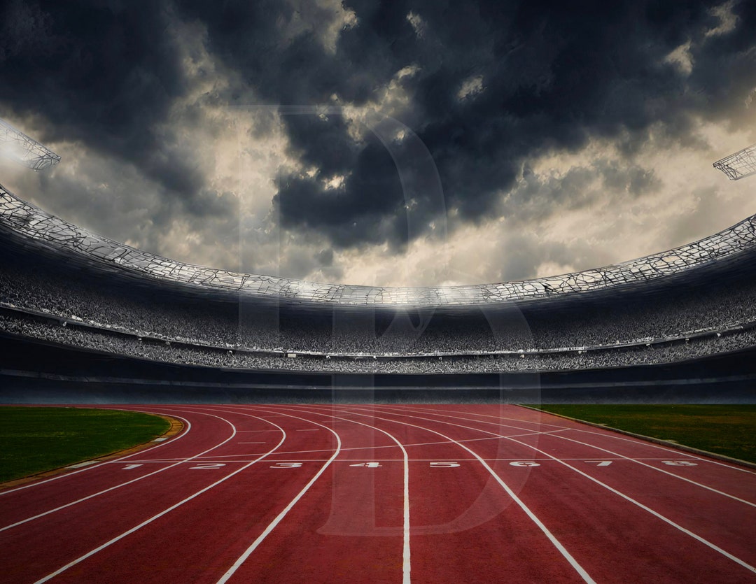Track and Field Stadium Backdrop: Sports Photo Template (digital ...