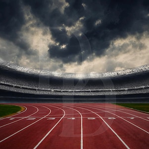 Track and Field Stadium Backdrop: Sports Photo Template (digital ...