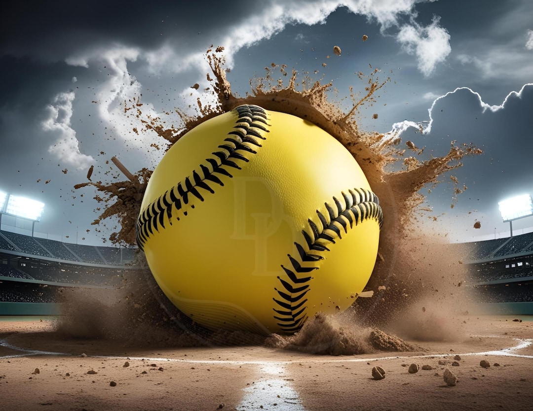 Softball Photoshop Digital Backdrop PNG Download Design | Instant ...