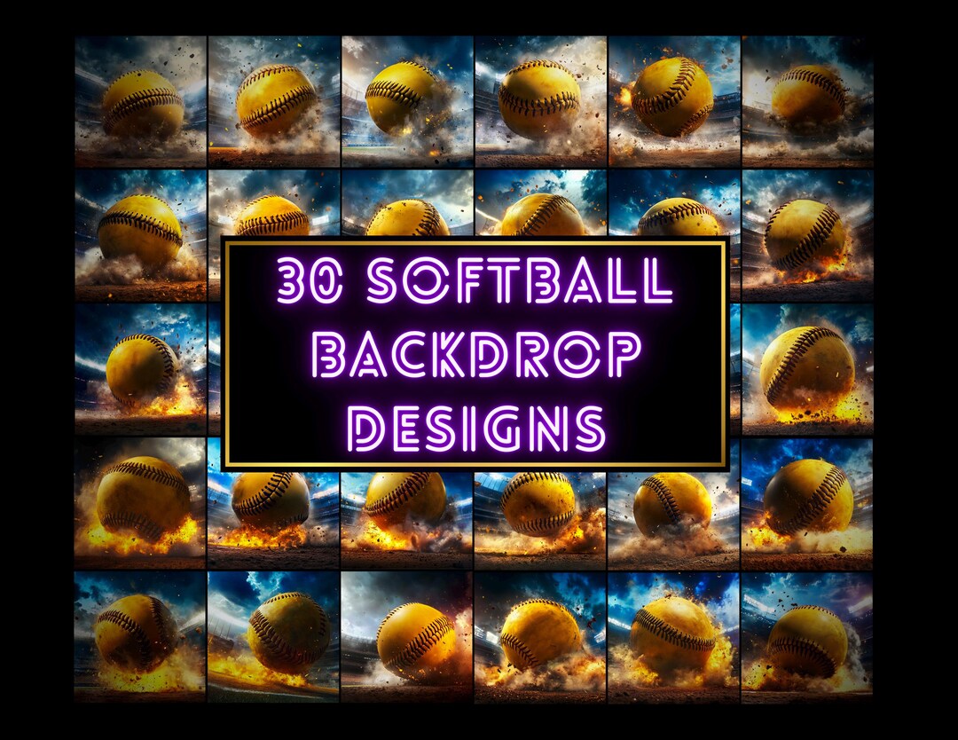 Softball Backgrounds Bundle of 30 - Photography Backdrop | Softball ...