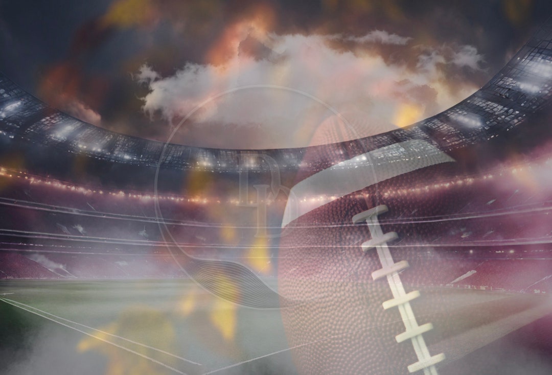 Football Field Background With Smoke and Lights, Football Backdrop ...