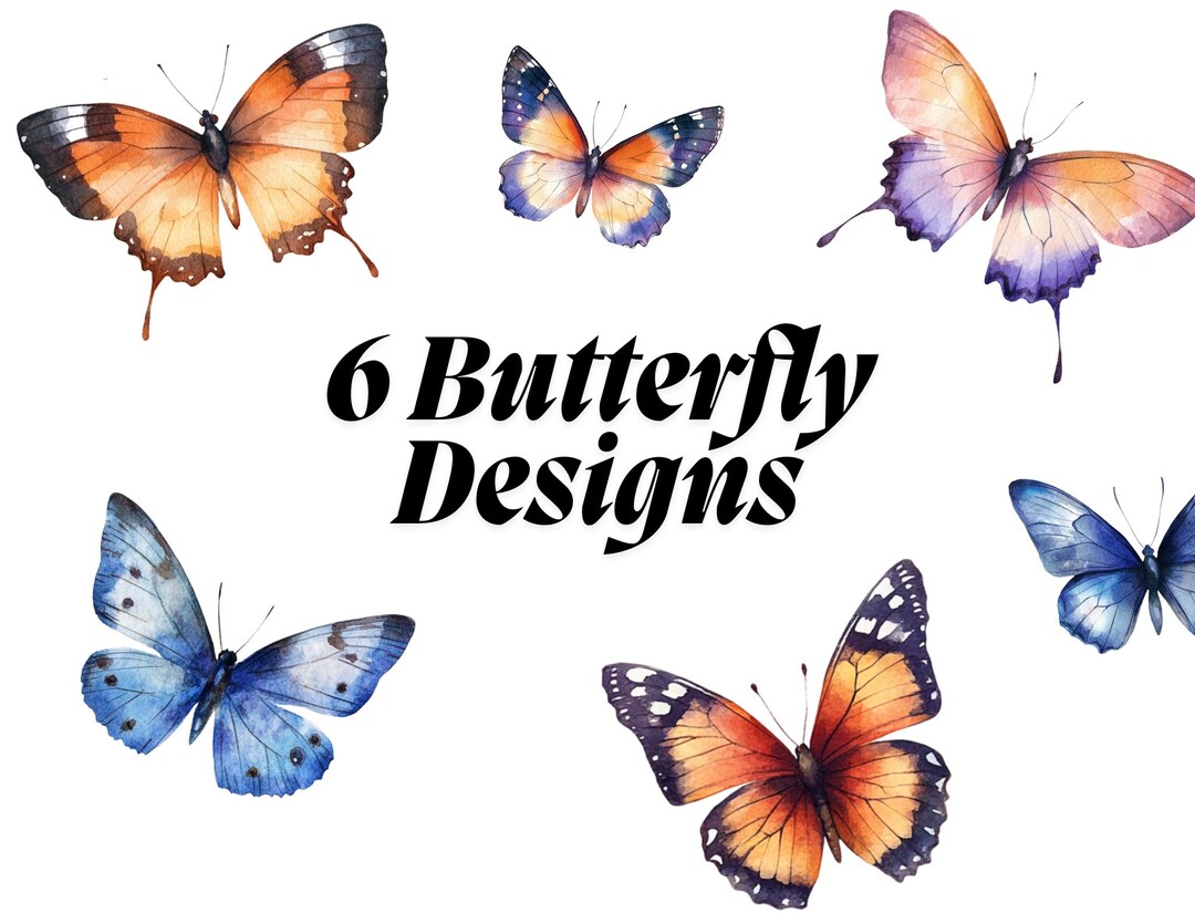 Watercolor Butterfly Clipart PNG- Garden Insects - Floral Wedding ...