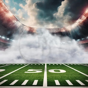 Football Field Background With Smoke and Lights, Football Backdrop ...