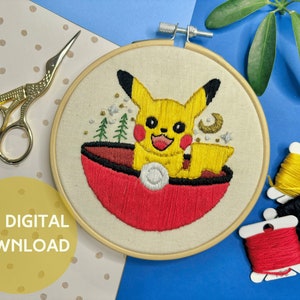 Pikachu Pokémon Hand Embroidery Pattern, Beginning Pattern With Step by ...