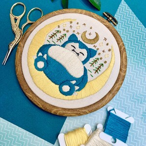 Snorlax Pokémon Hand Embroidery Pattern, Beginning Pattern With Step by ...