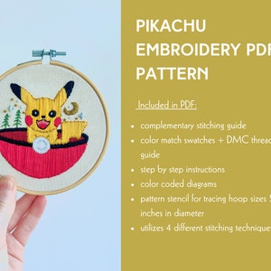 Pikachu Pokémon Hand Embroidery Pattern, Beginning Pattern With Step by ...