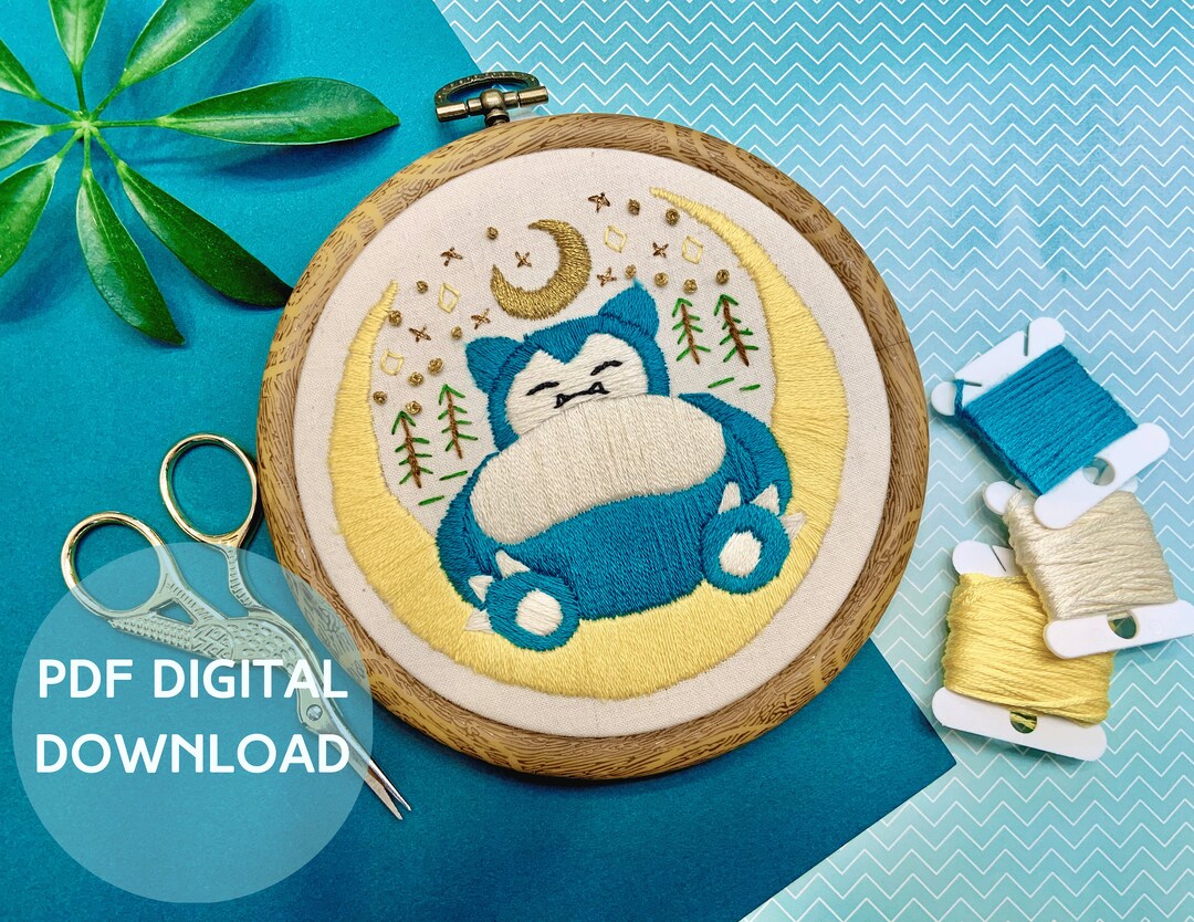Snorlax Pokémon Hand Embroidery Pattern, Beginning Pattern With Step by ...