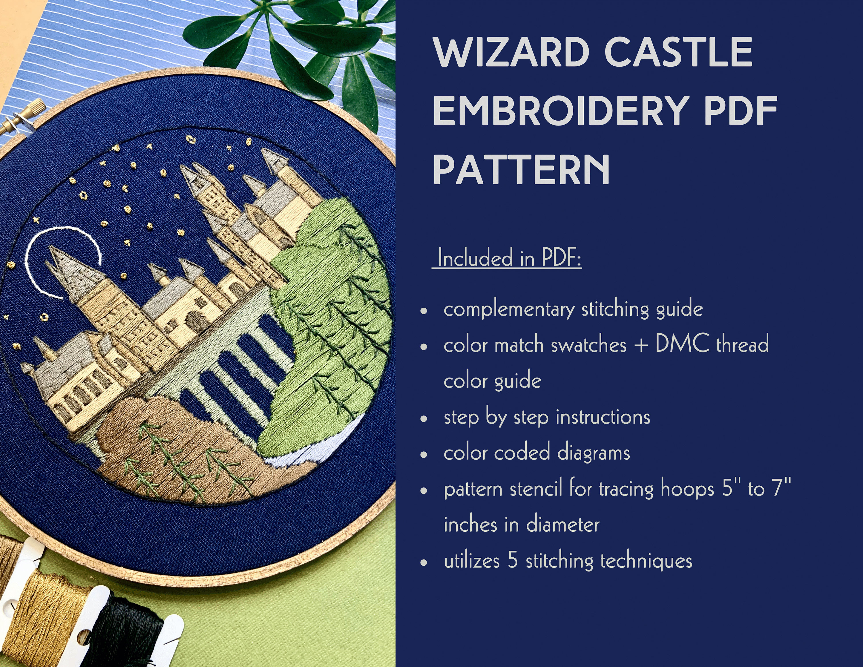 Wizard Castle Embroidery Pattern, Beginning Pattern With Step by Step ...