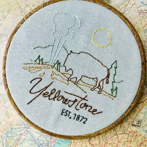 Yellowstone National Park Nature Hand Embroidery Pattern, Beginning ...