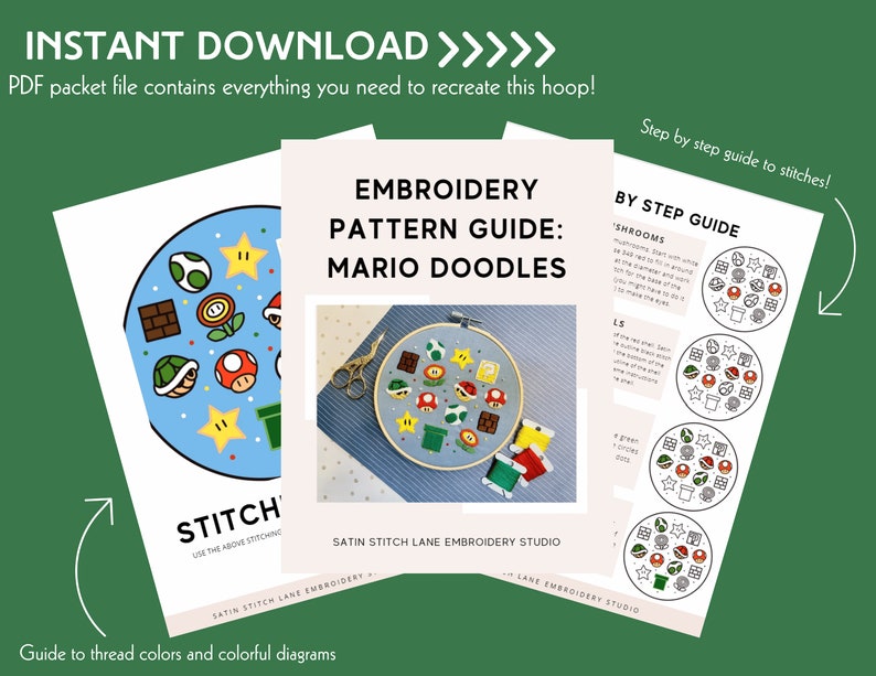 Super Mario Doodles Embroidery Pattern Beginning Pattern With - Etsy