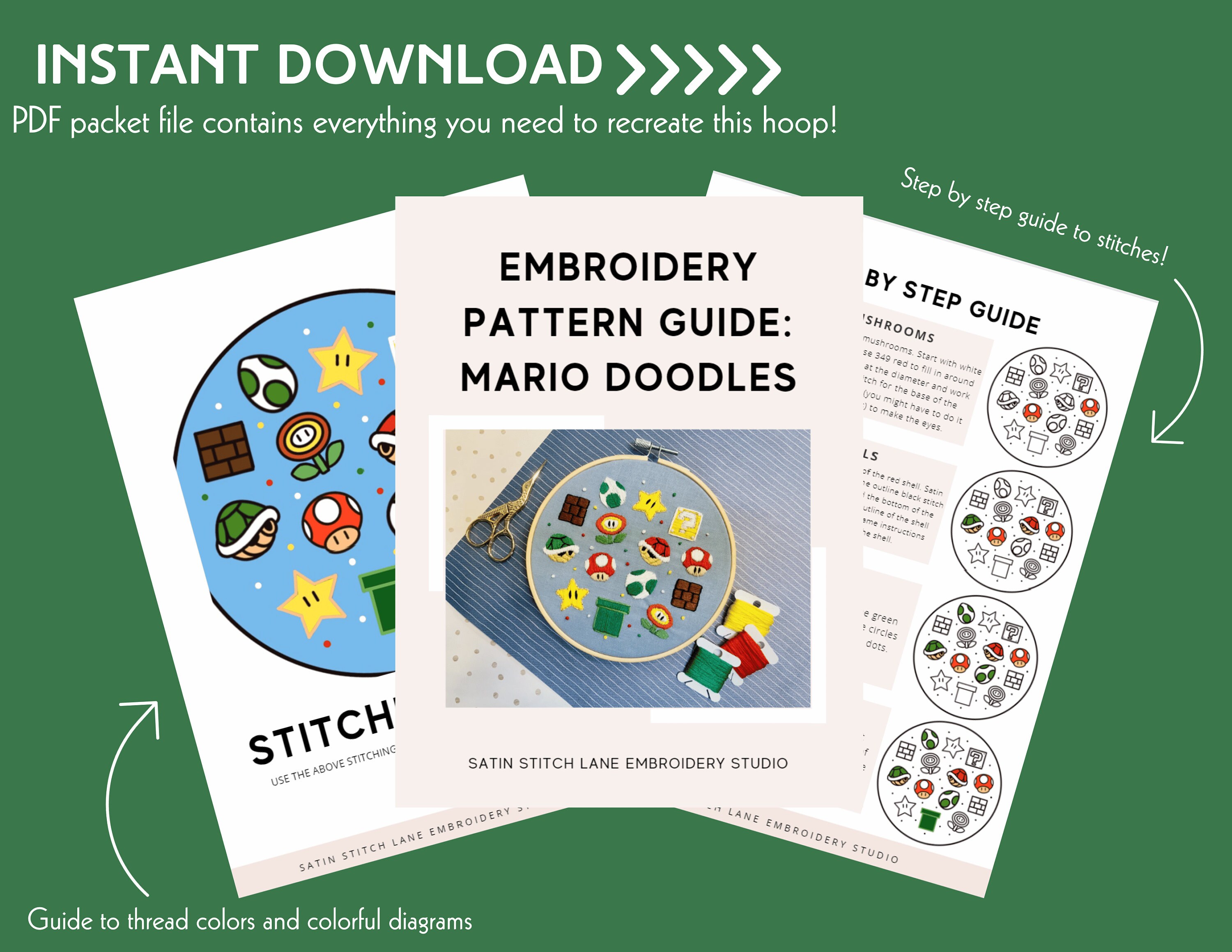 Super Mario Doodles Embroidery Pattern Beginning Pattern With - Etsy