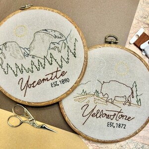 Yellowstone National Park Nature Hand Embroidery Pattern, Beginning ...