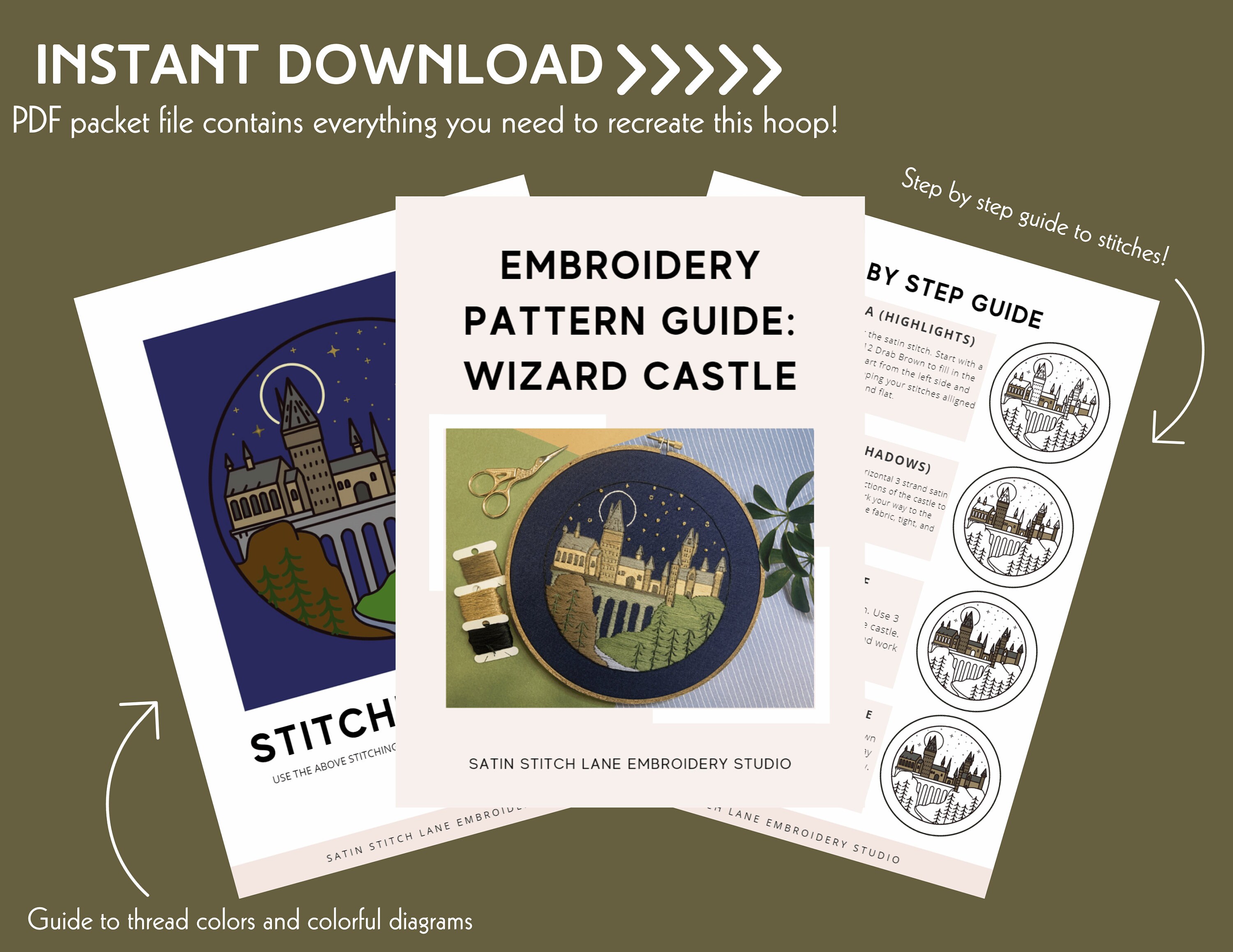 Wizard Castle Embroidery Pattern, Beginning Pattern With Step by Step ...