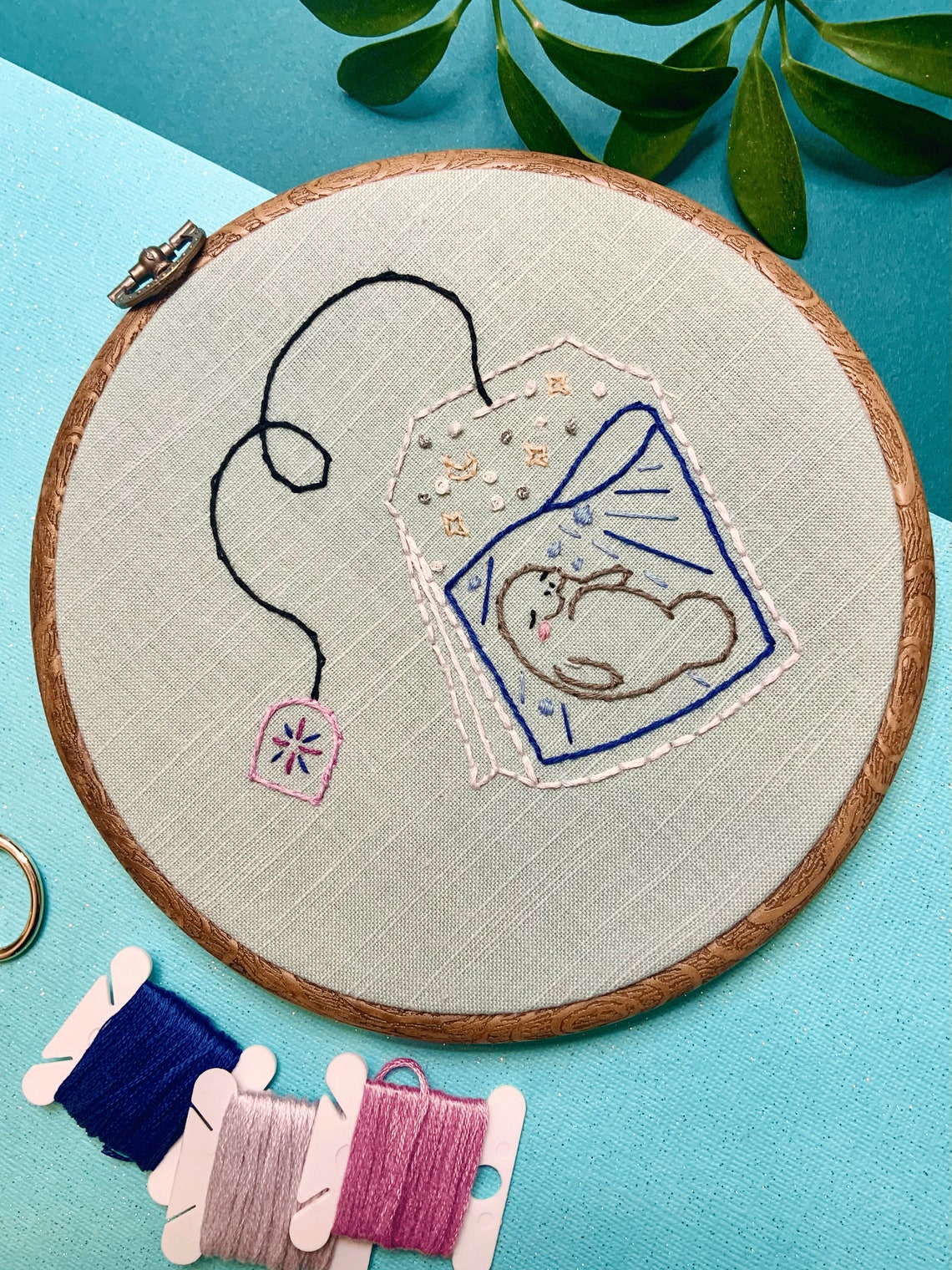 Manatee Tea Hand Embroidery Pattern Beginning Pattern With - Etsy