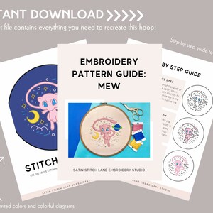 Mew Pokémon Hand Embroidery Pattern, Beginning Pattern With Step by ...