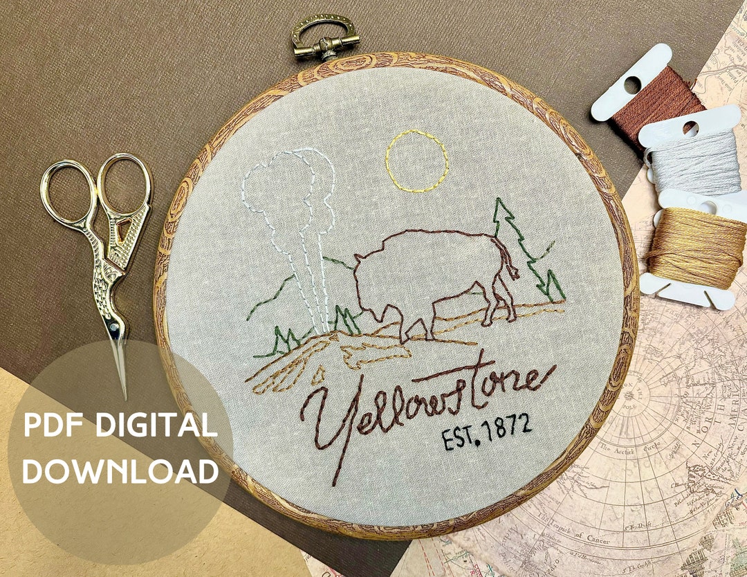 Yellowstone National Park Nature Hand Embroidery Pattern, Beginning ...