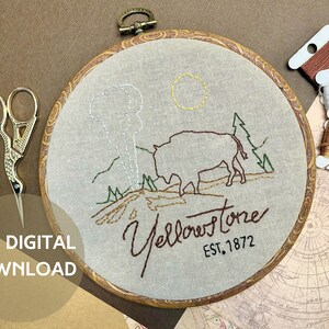 Yellowstone National Park Nature Hand Embroidery Pattern, Beginning ...