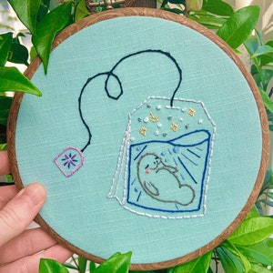 Manatee Tea Hand Embroidery Pattern, Beginning Pattern With Step by ...