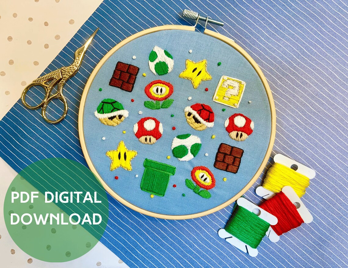Super Mario Doodles Embroidery Pattern Beginning Pattern With - Etsy