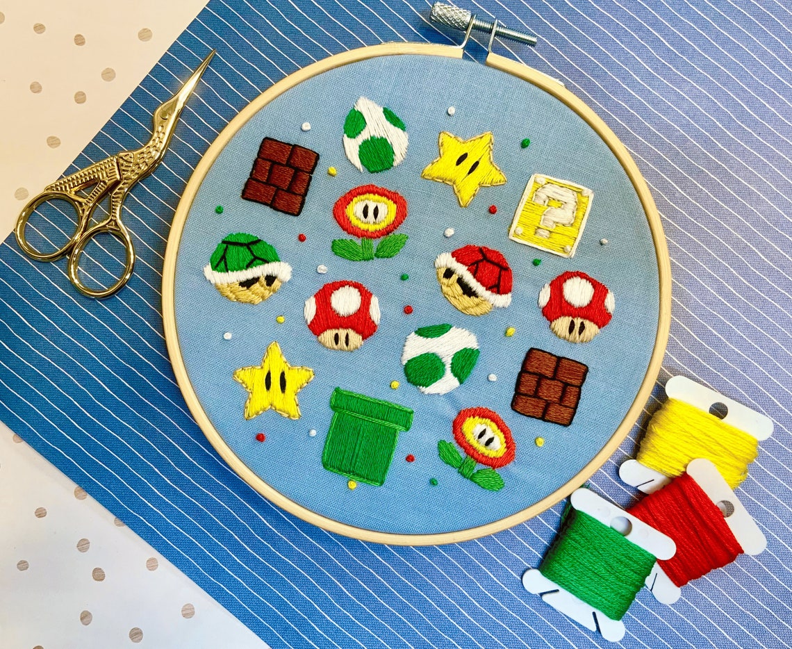 Super Mario Doodles Embroidery Pattern Beginning Pattern With - Etsy