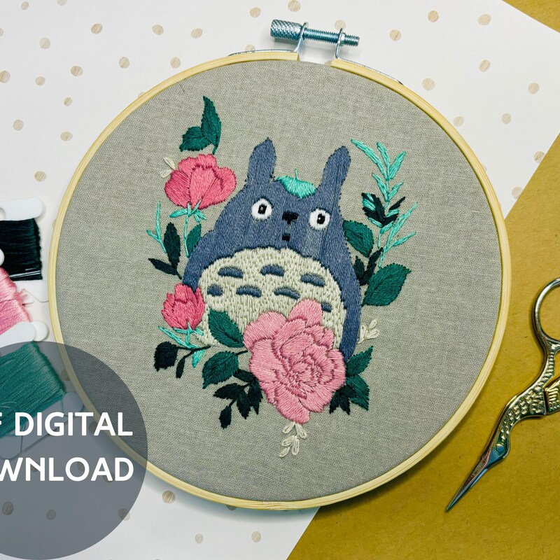 Totoro Embroidery - Etsy