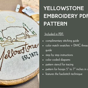 Yellowstone National Park Nature Hand Embroidery Pattern, Beginning ...