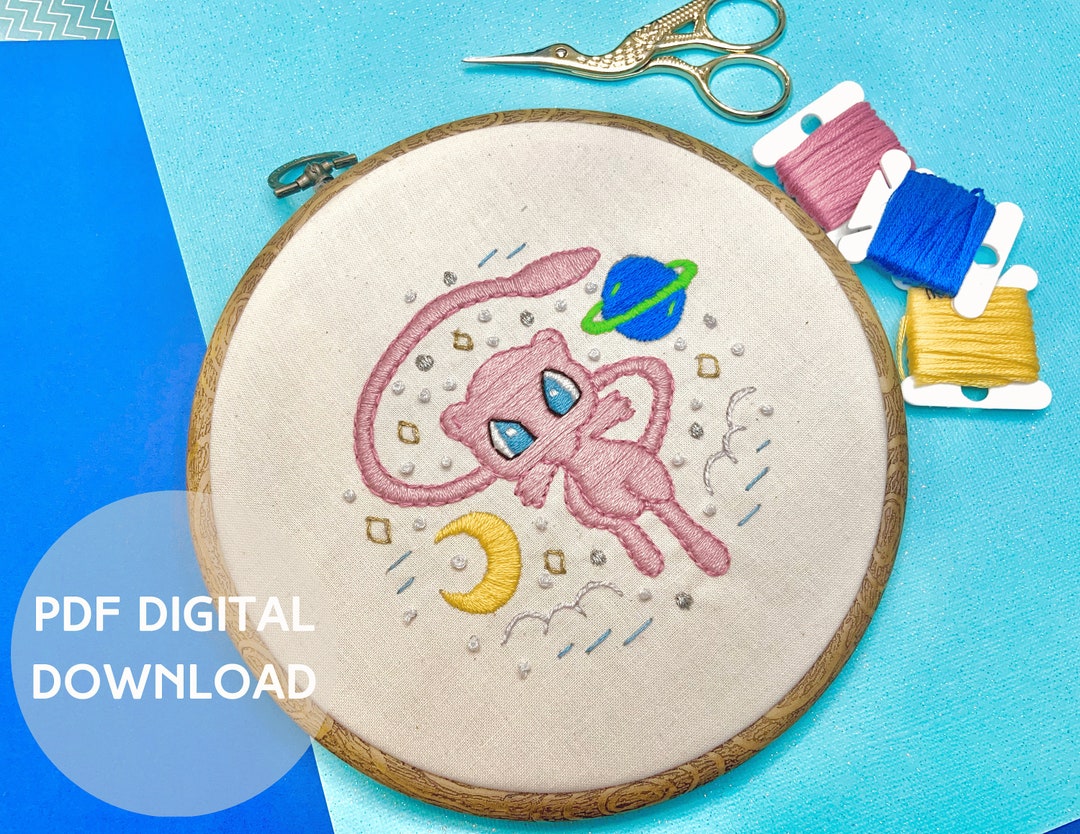 Mew Pokémon Hand Embroidery Pattern, Beginning Pattern With Step by ...