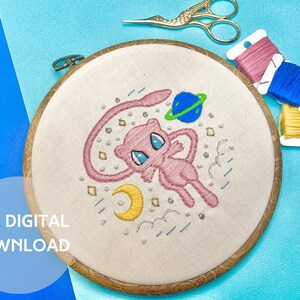Mew Pokémon Hand Embroidery Pattern, Beginning Pattern With Step by ...