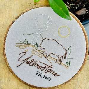 Yellowstone National Park Nature Hand Embroidery Pattern, Beginning ...