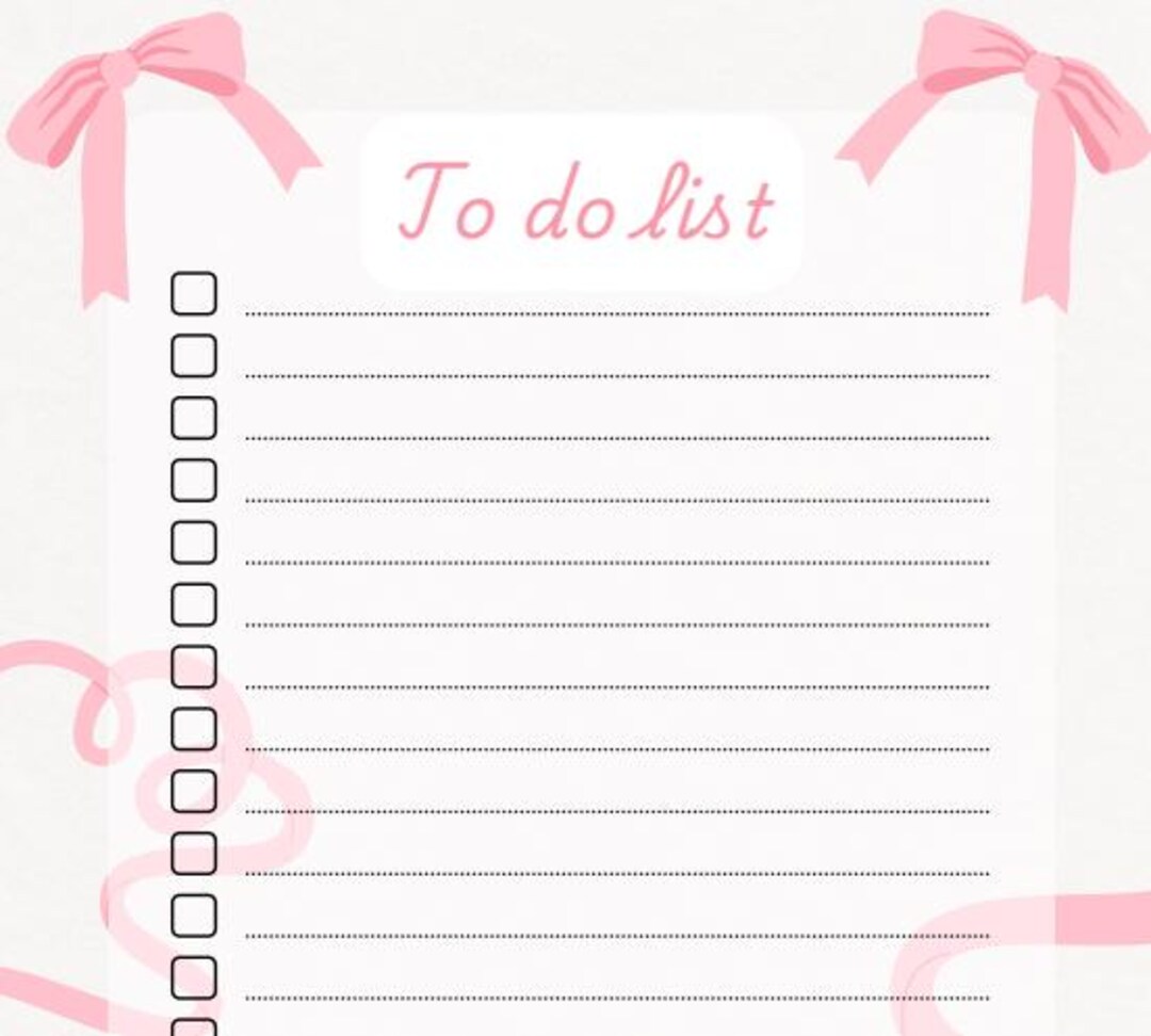 To-do List Pink Bow Design - Etsy