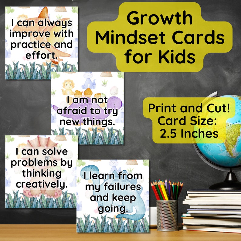 Growth Mindset Cards for Kids, Lunchbox Notes, Positive Affirmations ...